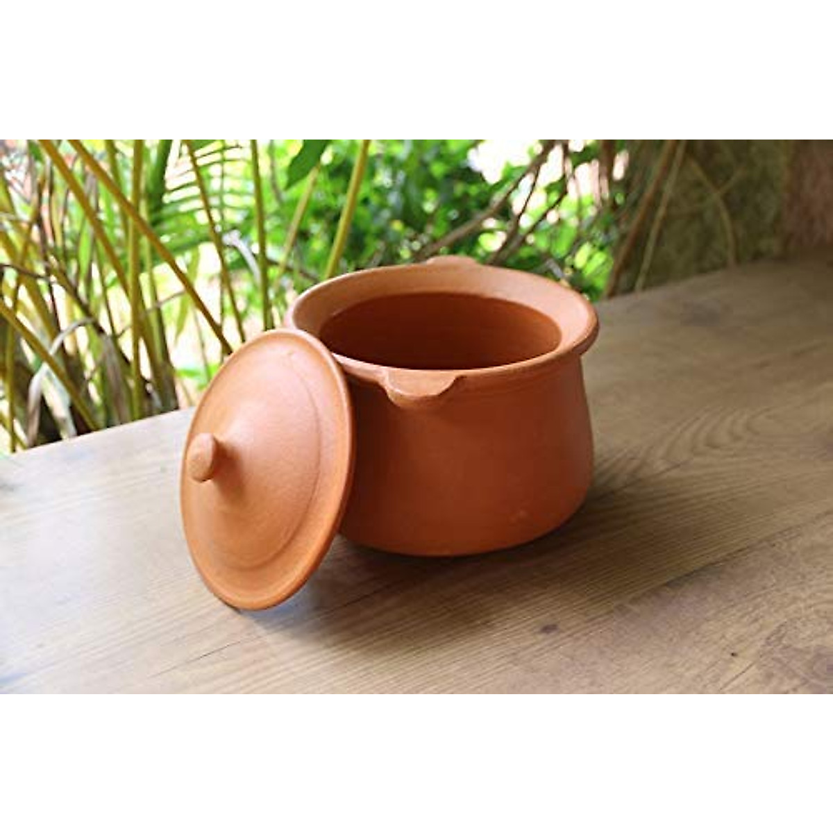 Village Decor Earthen clay cooking pot with lid (Porridge pot-2.1qt)