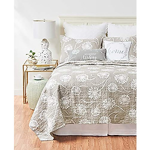 C&F Home Never Stop Wishing Pillow 12"x24" Embroidered French Knot Throw Pillow Decor Decoration Throw Pillow Spring Summer Floral for Couch Chair Living Room Bedroom 12 x 24 Gray