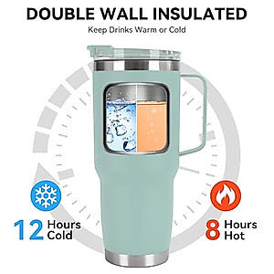 HASLE OUTFITTERS 30oz Tumbler With Handle, Insulated Travel Coffee Mug With Straw Leak-Proof Double Wall Stainless Steel Vacuum Tumblers Metal Cup with Straw for Hot and Cold Drink