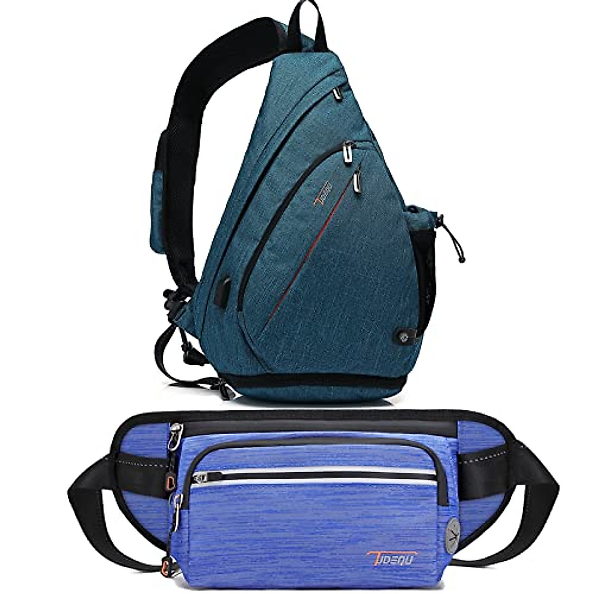 TUDEQU Sling Bag Crossbody Sling Backpack + Fanny Pack Waist Packs for Women Men, Water Resistant, Adjustable Strap, Suitable for Workout Traveling Casual Running Hiking Cycling