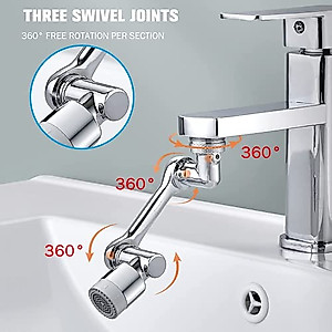 1080° Rotating Faucet Extender Rotatable Multifunctional Extension Faucet Universal Splash Filter Faucet Swivel Faucet Aerator Sink Face Wash Attachment with 2 Water Outlet Modes