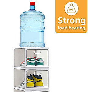 submatches Clear Storage Bin with Lid, 4 Layers Stackable Shoe Organizer for Closet Bedroom, Installation Free Shoe Containers, Large Space for Sneakers Display, Set of 8