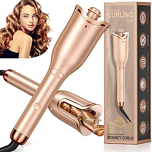 Automatic Curling Iron, Professional Anti-Tangle Automatic Hair Curler with 1" Curling Iron Large Slot & 4 Temperature & 3 Timer, Dual Voltage Rotating Curling Iron with Auto Shut-Off for Hair Styling