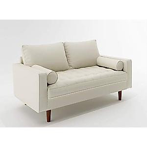 US Pride Furniture NS5454-L Caladeron Mid-Century Modern Loveseat in Faux Leather, PVC White
