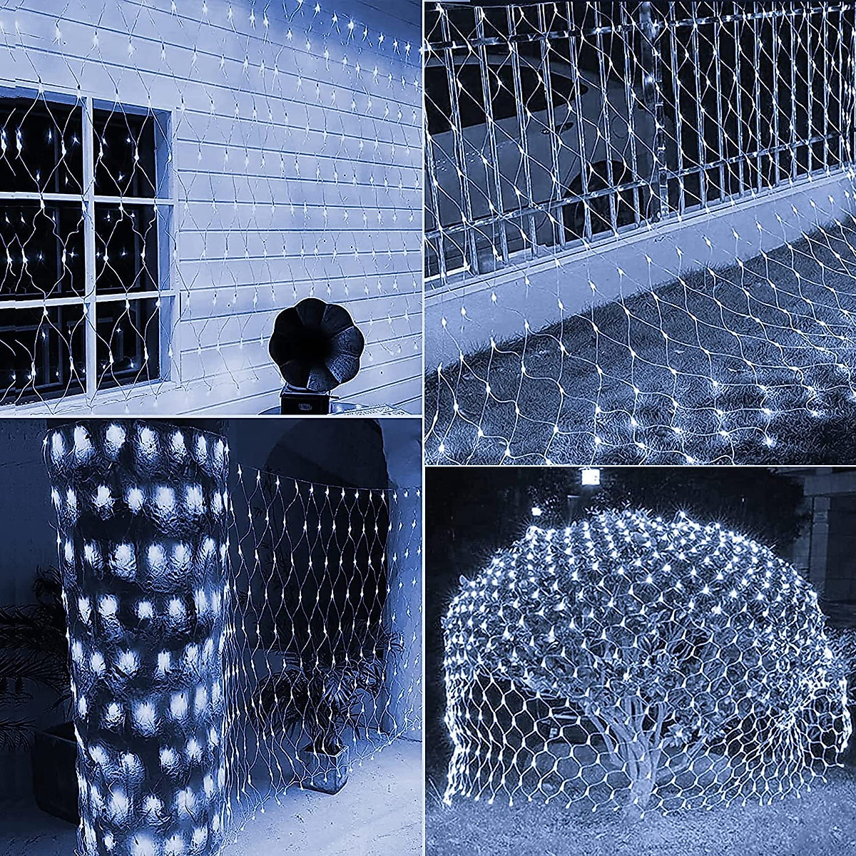 Apatner Outdoor Net Mesh Lights Bushes Lights Plug in Outside Tree Light 9.8ft x 6.6ft 200 LED Connectable for Curtain Garden Yard Balcony, 8 Mode with Remote(White)