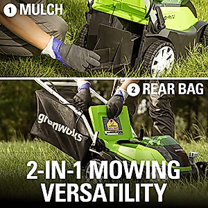 Greenworks 40V 14-Inch Mower/Axial Blower/12-Inch String Trimmer Combo Kit, 4Ah USB Battery and Charger Included, CK40B411