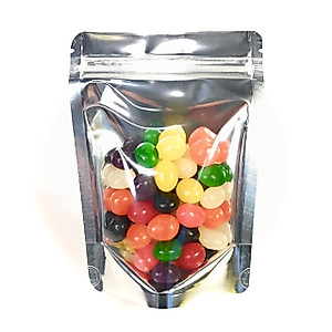 Smell Proof 4 Mil Mylar Food Storage Bags (50 Pack) Clear Front Heavy Duty Zip Seal 4.5x6.5x1.5 / 6x9x3 Inch Stand Up Leak Proof Food Grade Foil Pouch. Heat Sealable with Iron. ROYPACK (Medium)