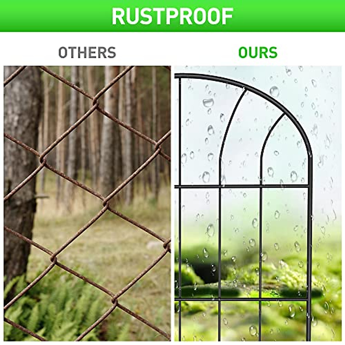 Decorative Garden Fence 10 Pack, Animal Barrier Fence, No Dig Fencing 24in (H) x 10ft (L) Metal Wire Panel Garden Fence Border, Dog Rabbits Ground Stakes Defence No Dig Fence for Outdoor Patio,10FT