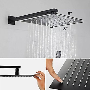 Topyond Bathtub Faucet Set,Shower System,Rain Shower Kit Square Single Handle in Wall Waterfall Shower Head Kit for Bathroom Home Black