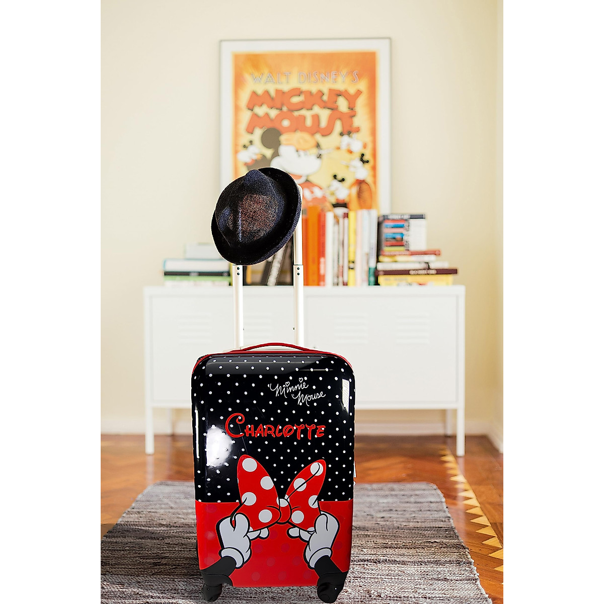 Disney Luggage Kids Suitcase Minnie Mouse Carry on Hardshell Rolling Spinner Suitcase Travel Bags Gifts Trip Accessories - Personalized Minnie Mouse with Your Name