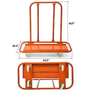 YITAMOTOR Drywall Cart, 3000lbs Heavy Duty Drywall Sheet Cart 45.3" L × 22.4" W × 46" H with 4 Swivel Wheels Panel Cart Sheetrock Dolly Drywall Dolly for Wall Panel, Sheetrock, Wood Panel