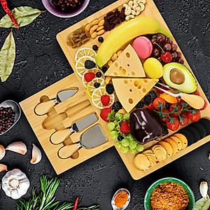 Diosbles Bamboo Cheese Board, Cheese Plates with Knife Set