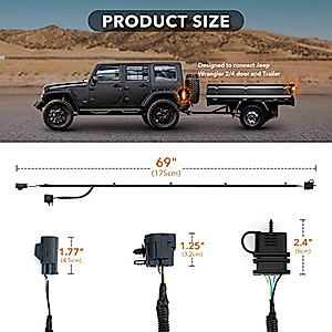 Stanbroil 65 Inch Trailer Hitch Wiring Harness Kit Compatible with 2007-2017 Jeep Wrangler JK Models
