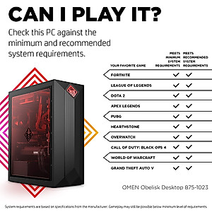 Omen by HP Obelisk Gaming Desktop Computer, 9th Generation Intel Core i9-9900K Processor, NVIDIA GeForce RTX 2080 SUPER 8 GB, HyperX 32 GB RAM, 1 TB SSD, VR Ready, Windows 10 Home (875-1023, Black)