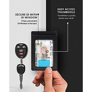 Access Denied Slim Minimalist Wallets For Men & Women - Leather Front Pocket Thin Mens Wallet RFID Credit Card Holder Gifts For Men