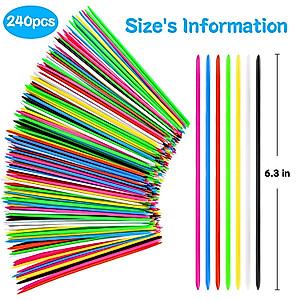 Pick Up Sticks - 240 Pieces Classic Pickup Sticks Retro Toys with 1 Black Bag for Family Fun Game Present