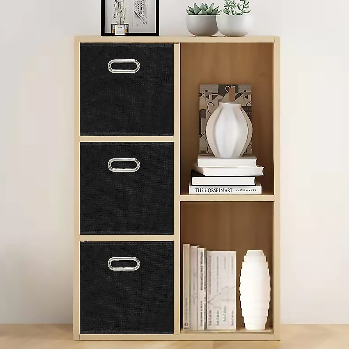 SEVENDOME Fabric Storage Bins Cube ,11x11x11 Fabric Cubby Organizer Baskets with Handle, Foldable Basket for Closet or Collapsible Storage Box Set of 2 (Grey )