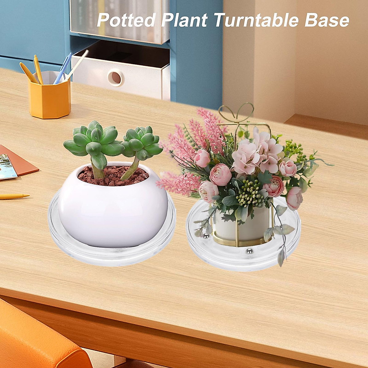 FarBoat 4Pcs Plastic Turntable Acrylic Turntable Bearings Hardware for Kitchen Spice Rack Table Cake 100mm/4inch