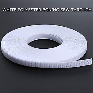 Sntieecr 1/2 Inch x 25 Yard White Polyester Boning for Sewing, Through Low Density Boning for Wedding Dress, Nursing Caps, Corset, Bridal Gowns, Party Gowns, Lingerie, Swimwear, Hats and Handbags