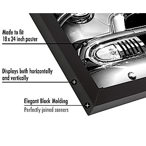 Americanflat 18x24 Poster Frame in Black - Composite Wood with Polished Plexiglass - Horizontal and Vertical Formats for Wall with Included Hanging Hardware
