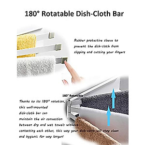 SAVEFORHO Swivel Towel Bar, Wall Mounted Towel Rack for Bathroom with 3 Arms 180°Rotation Black Towel Holder for Hanging Organizing Bath Towels