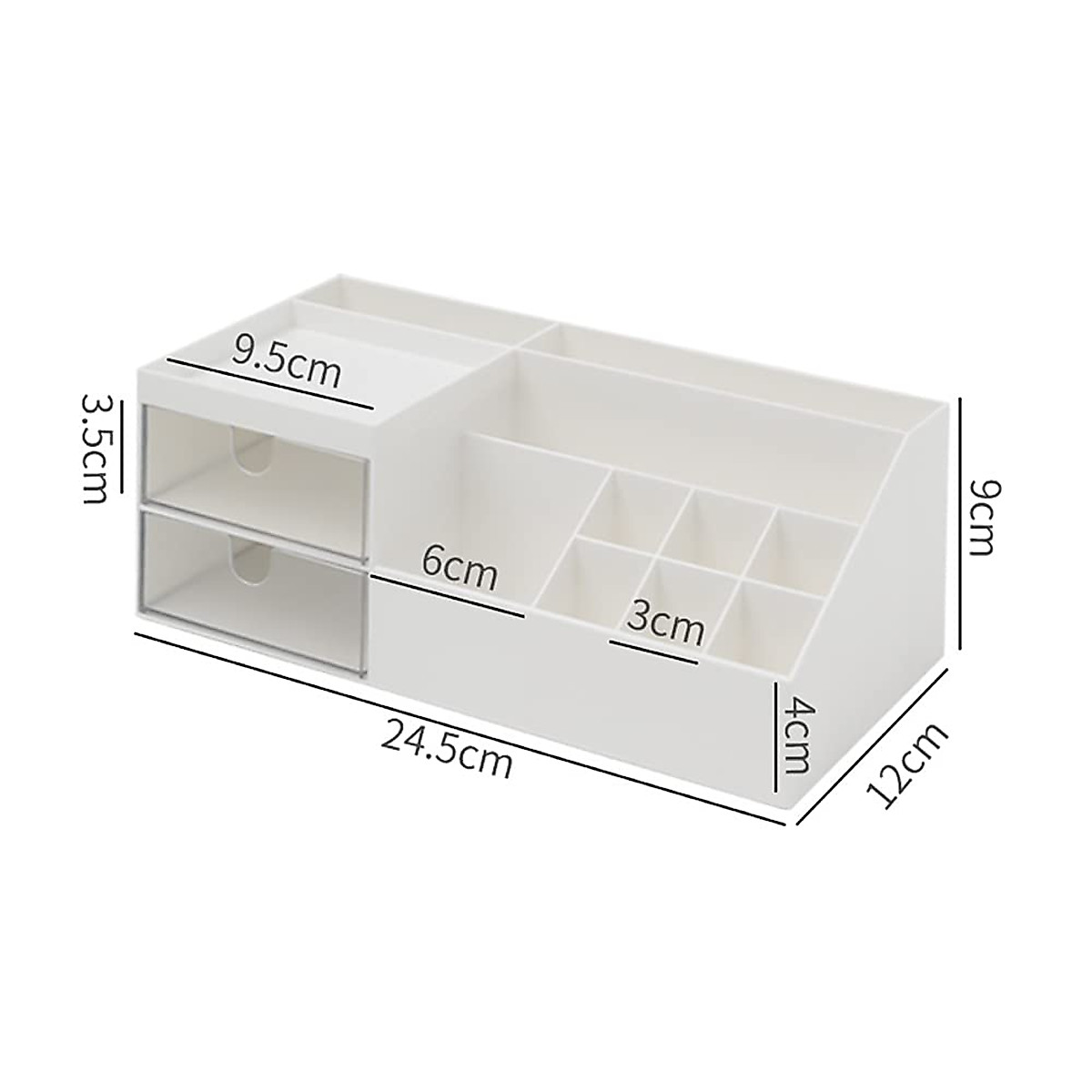 ICCGBHGO Cosmetic Organizer, Makeup Skincare Small Vanity Desk Accessories Dresser Countertop Beauty Organizer Holder Storage Case Display Box with Drawer for Bathroom Office Supplies White.