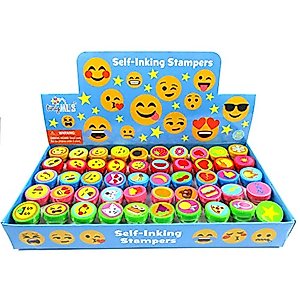 Tiny Mills 50 Pcs Emoji Assorted Stamps for Kids Self-Ink Stamps (50 Different Designs) for Emoji Birthday Party Favors,Goodie Bag Pinata Fillers, Game Prizes, Classroom Rewards, Teacher Stamps