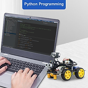 Smart Robot Car Kit for Raspberry Pi 5/3B/3B+/4B,Upgraded AI Visual Color,QR Code,Face Recognition,Line Tracking,Obstacle Avoidance,Electronic DIY Kit for Teens and Adults(Raspberry Pi Not Included)