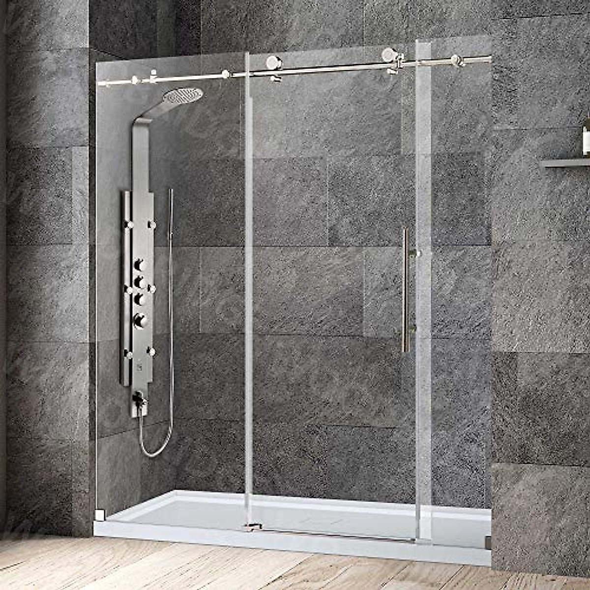 WOODBRIDGE Frameless Shower Doors 68-72" Width x 76" Height with 3/8"(10mm) Clear Tempered Glass