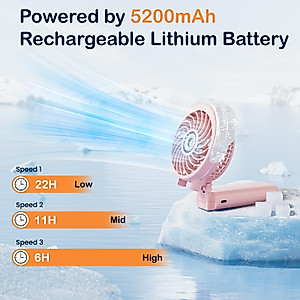 HandFan 5200mAh Handheld Misting Fan with Portable Charger, 34ml Water Tank, Rechargeable Personal Mister Fan, Spray Water Mist Fan, Electric Mini Hand Fans for Beach Travel Outdoors(Pink)