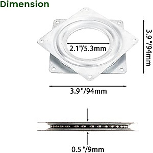 10Pcs 4-Inch Susan Turntable Bearings for Lazy Susans, Square Rotating Bearing Plates, Heavy-Duty Lazy Susan Hardware Swivel Plates, Perfect for Swivel Plates, Corner Cabinets, and Revolving Shelves