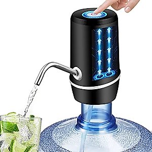 Water Dispenser for 5 Gallon Bottle, USB Charging Electric Water Jug Dispenser, Portable Automatic Drinking Water Pump for Travel, Picnic, Camping, Home, Kitchen, Office (Black)