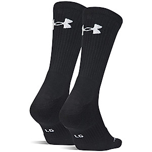 Under Armour Train Crew Socks, 2-Pair, Black, Shoe Size: Mens 4-8, Womens 6-9