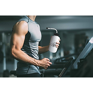 SolForis Hockey Water Bottles with Long Straw, Fit for Football Lacrosse Gym Sport, Plastic Squeezable Leakproof BPA Free, No Strange Smell, Easy to Clean, 1 Liter 32 oz (3 Straw Caps) (white)