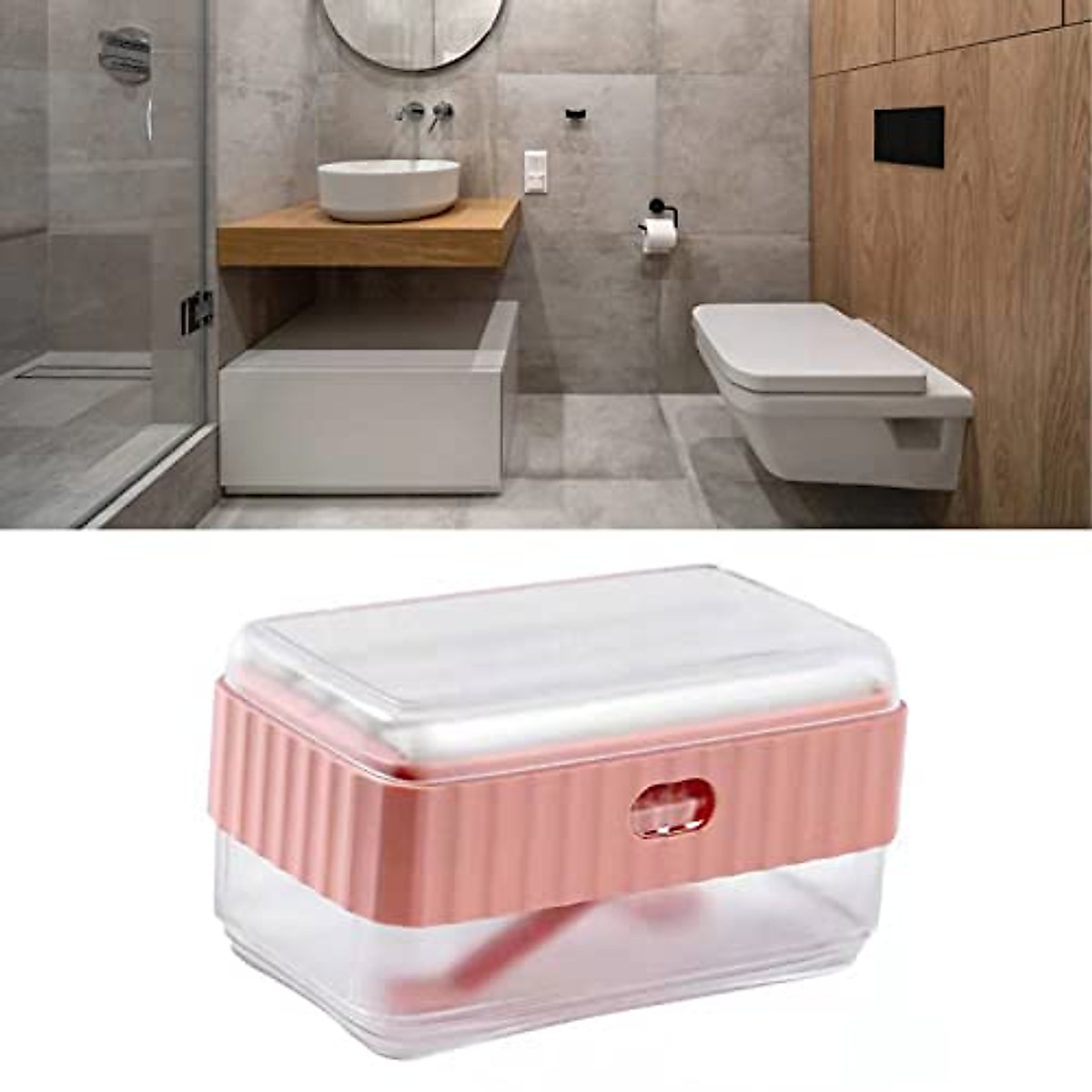 MOUMOUTEN Soap Holder, Travel Soap Case Box, Decorative Soap Case Storage Drainage Tray Dish for Bathroom(Pink)