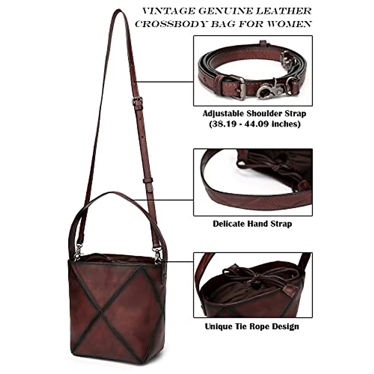 Crossbody Bag for Women Leather Handbag Shoulder Bag Vintage Top Handle Tote Purses (Coffee)