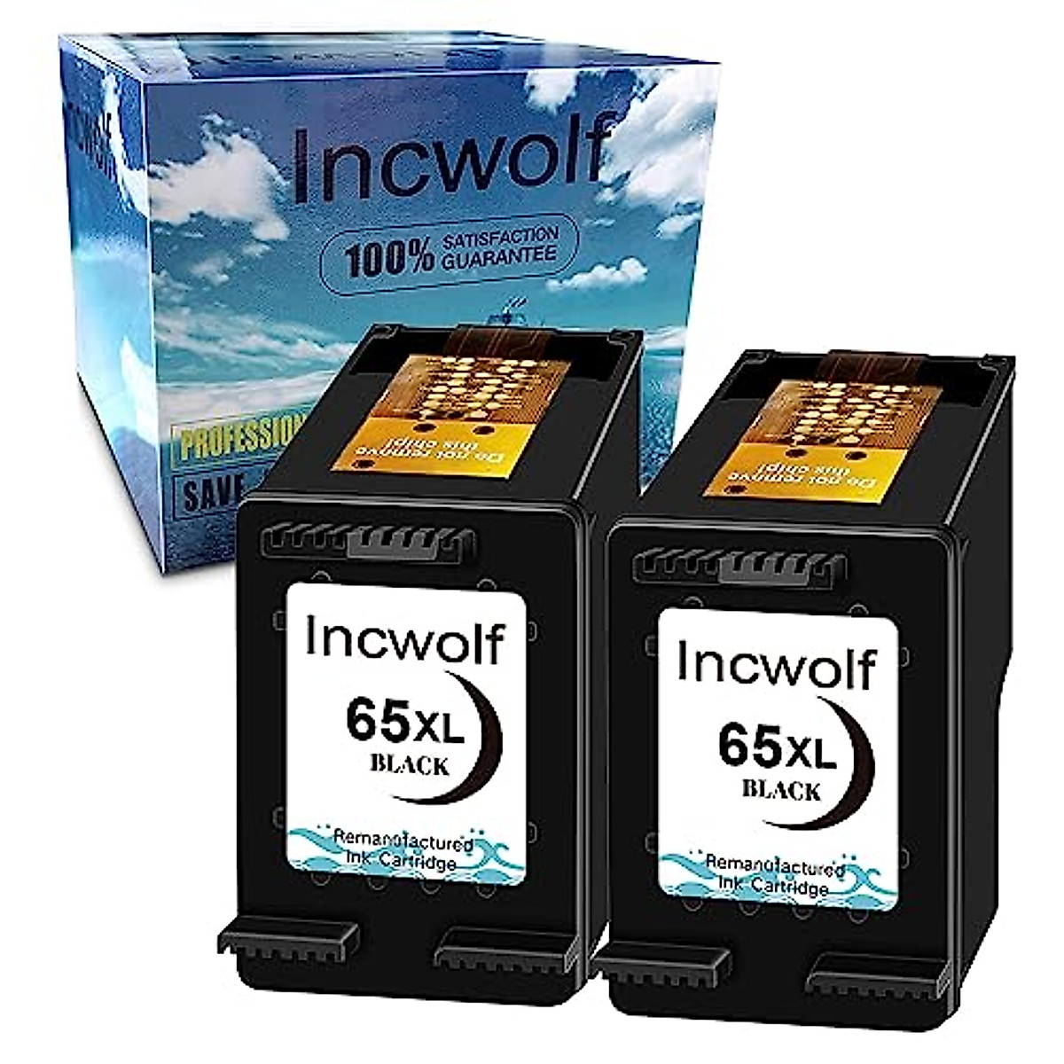 INCWOLF Remanufactured Ink Cartridge Replacement for 65XL Ink for Envy 5055 5052 5070 DeskJet 3755 2655 3720 3722 3723 3730 3732 3752 3758 2652 2624 Printer (2B)