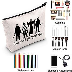 ZJXHPO Horror Movies Lover Gift You Cant Sit With Us Makeup Bag Horror Movie Fan Gift Horror Movie Canvas Tote Bag (Sit With Us 2)