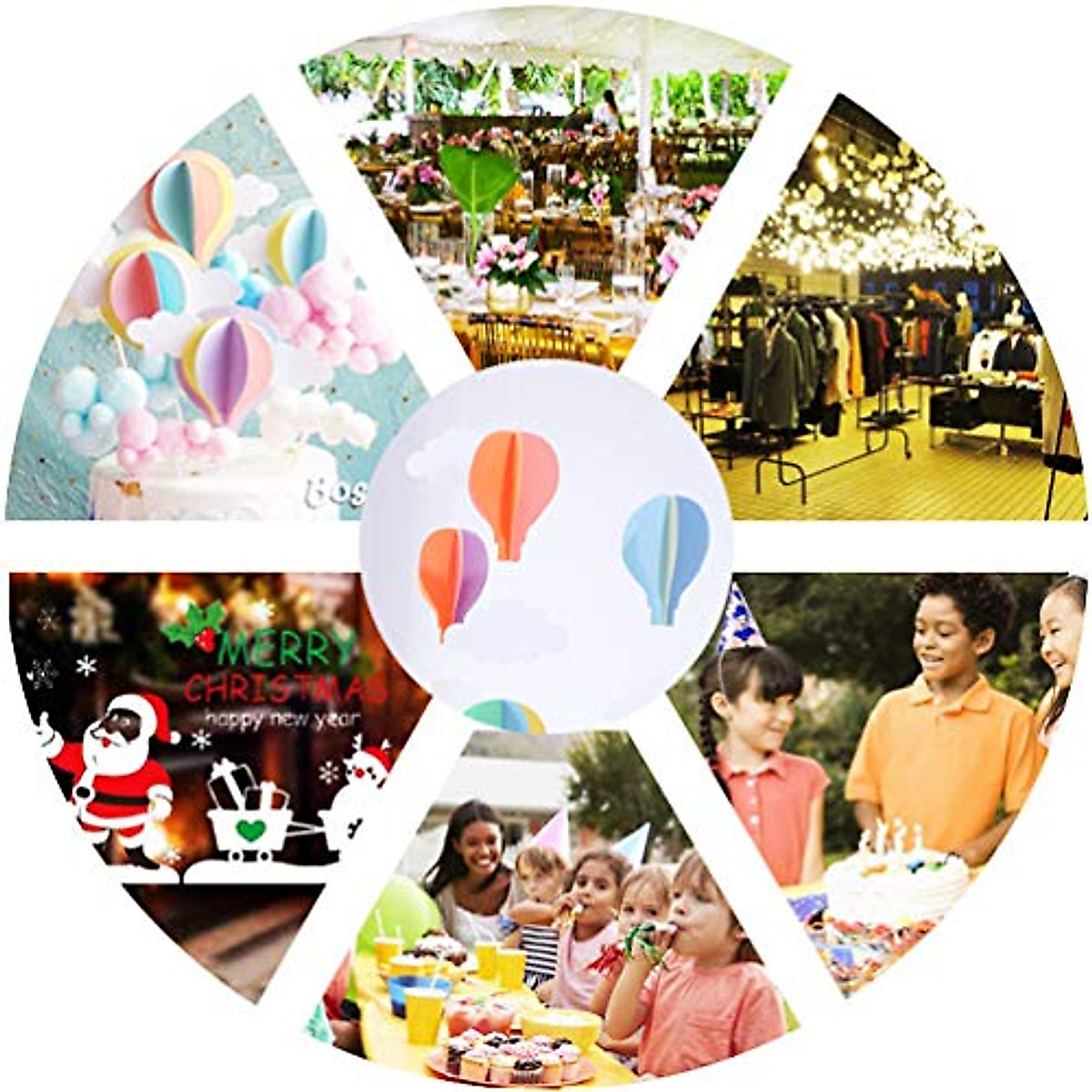 Azowa Big Size Hot Air Balloon Decorations Blue Paper Hanging Garlands Pack of 4