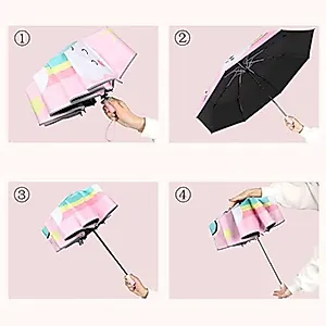 Hannstar Automatic Kids Umbrella, Folding Telescopic Toddler Umbrella for girls & boys, UV/Sun Protection - Strong and Portable - Compact, Durable, Lightweight Cute Kitty Brolly
