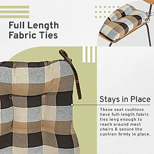 Arlee Home Fashions – Fiber Filled Premium Chair Pads - Chair Pads with Tiebacks –17.25” L X 16” W – Cholocate - Set of 4,Chocolate