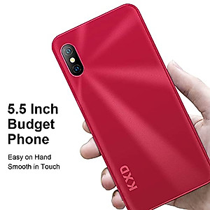 KXD Android Phone Unlocked 6A Cell Phones Unlock Dual SIM - 3G Smartphones Full-Screen - 1+8GB/ 64GB Extension - Face ID - 8MP+5MP Camera - Red