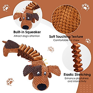 Homounter Squeaky Plush Dog Toys for Large Dogs with Squeaky and Crinkle Paper, Tug of War Pet Toys for Dogs, Interactive Pull Puppy Chew Toys for Small, Medium and Large Dogs