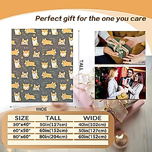 kjufbmsv Cute Corgi Throw Blanket Corgi Gifts for Corgi Lovers Blanket Lightweight Flannel Blankets for Couch Bed Living Room Adults Kids Teens Gift All Season 50"X40"
