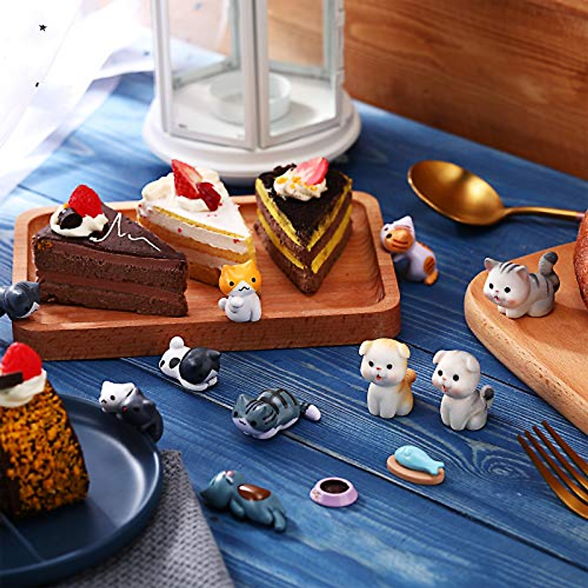Jetec 19 Pieces Cute Miniature Garden Cats Landscape Lovely Mini Cats Figurines Fairy Garden Home Animals Kitten Adorable Mini Terrarium Figurine Ornament for Home Garden Decor Ornament Supplies