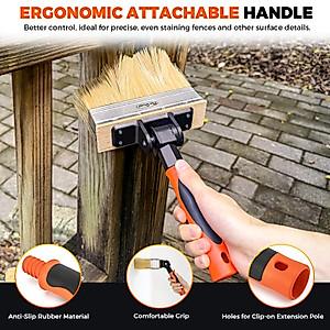 PinStone 7-Inch Deck Stain Brush, 0° to ±90° Adjustable Deck Stain Applicator with Handle, Wide Deck Paint Brush, Limewash Brush, Large Stain Brushes for Wood, Deck, Fence, Masonry, Walls Staining