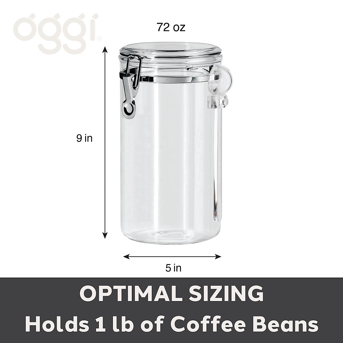 OGGI Clear Canister Food Storage Container, 72 Ounce