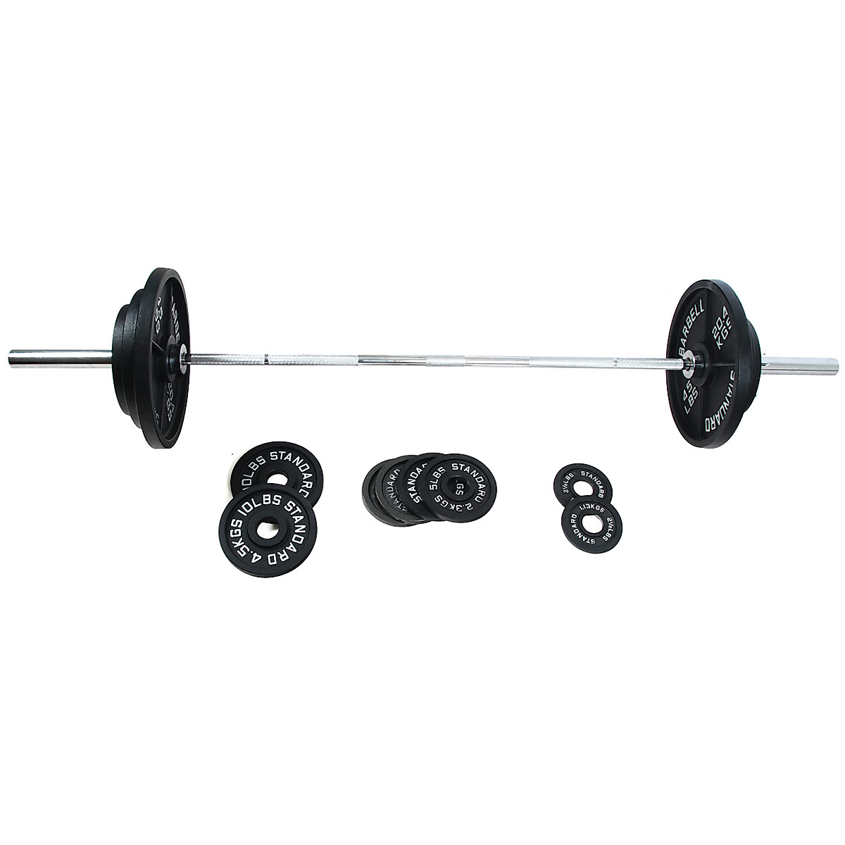 Signature Fitness Cast Iron Olympic Weight Including 7FT Olympic Barbell, 300-Pound Set, Multiple Packages