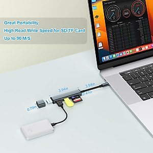 TIANSONG USB 3.0 SD Card Reader with Dual USB Ports, USB C SD Card Reader for iPhone 15/iPad/Mac 4 Ports Read and Write Simultaneously Memory Card Adapter for MacBook Pro/Air iMac Android S23 S22