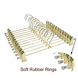Koobay 13.7" Gold Metal Pants Trousers Hangers, 30PACK, Skirt Adjustable Clips Bottom Clothes Hanger Organization Display (30 Packs)